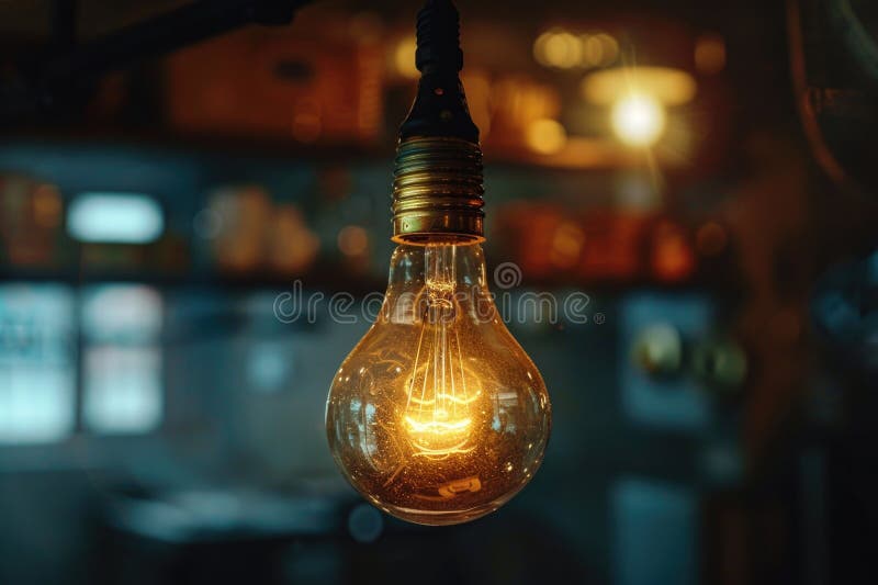 A Hanging Light Bulb in a Room, Suitable for Interior Design Concepts ...
