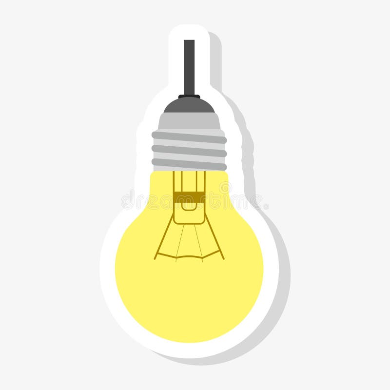 Hanging Light Bulb sticker stock vector. Illustration of glass - 130103790