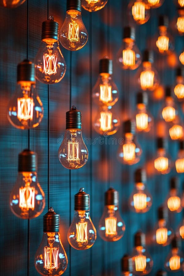 Hanging Light Bulbs Ceiling Stock Photo - Image of interior, commercial ...