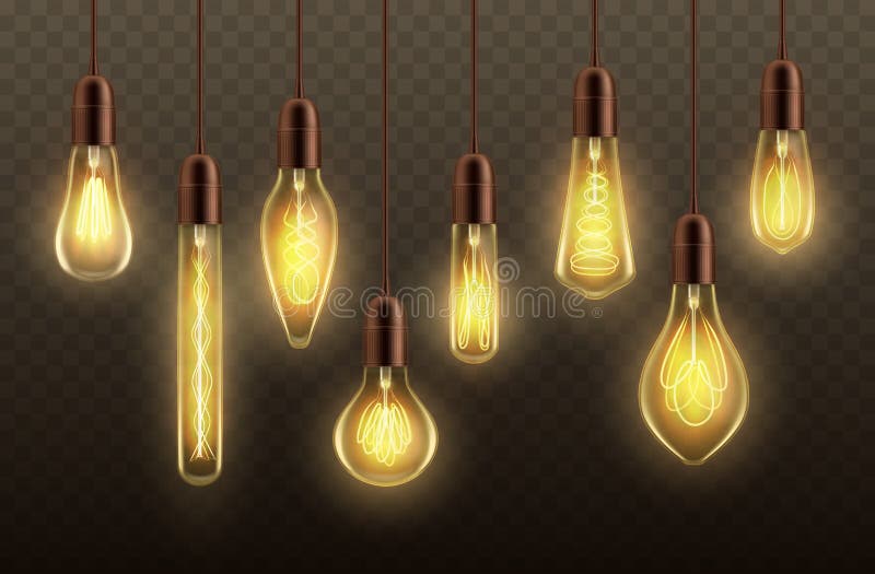 Hanging Light Bulbs, Ceiling Lamp Realistic Vector Stock Vector ...