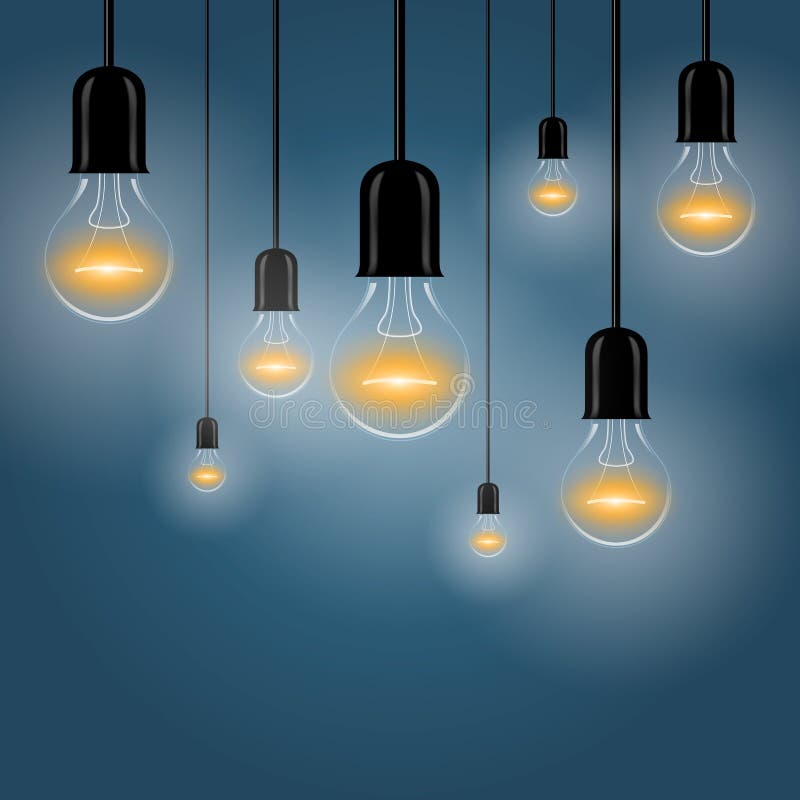 A Realistic Electric Light Bulb Hanging from the Ceiling. Stock Vector ...