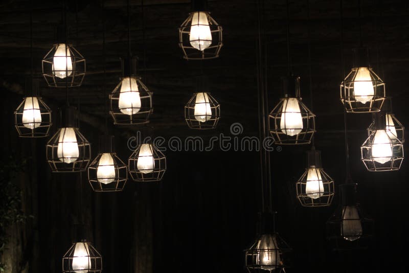 Hanging Lights All Over the Frame, Celebration Stock Photo - Image of ...