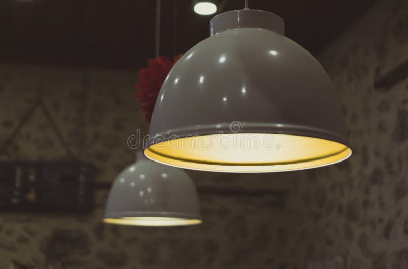 Hanging Lights in Cafeteria Stock Photo - Image of design, modern ...