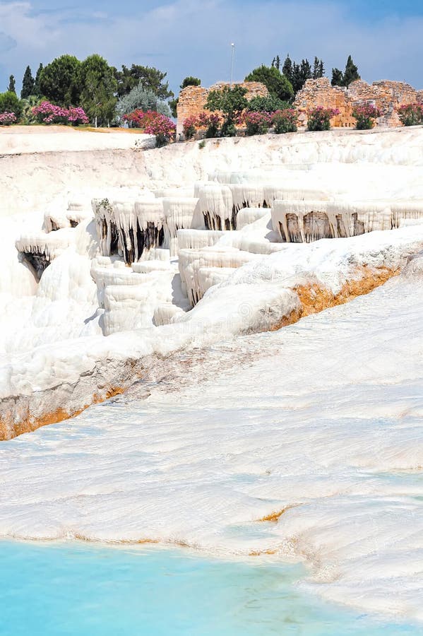 A Limestone Wall at Pamukkale, Turkey Stock Photo - Image of hanging ...