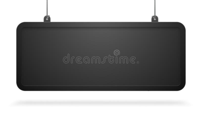 Hanging Long Black Signboard Panel in a Frame Isolated on a White ...