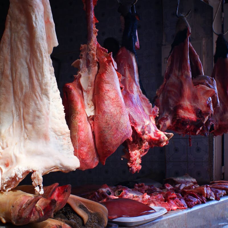 Hanging meat stock photo. Image of moroccan, morocco - 27164560