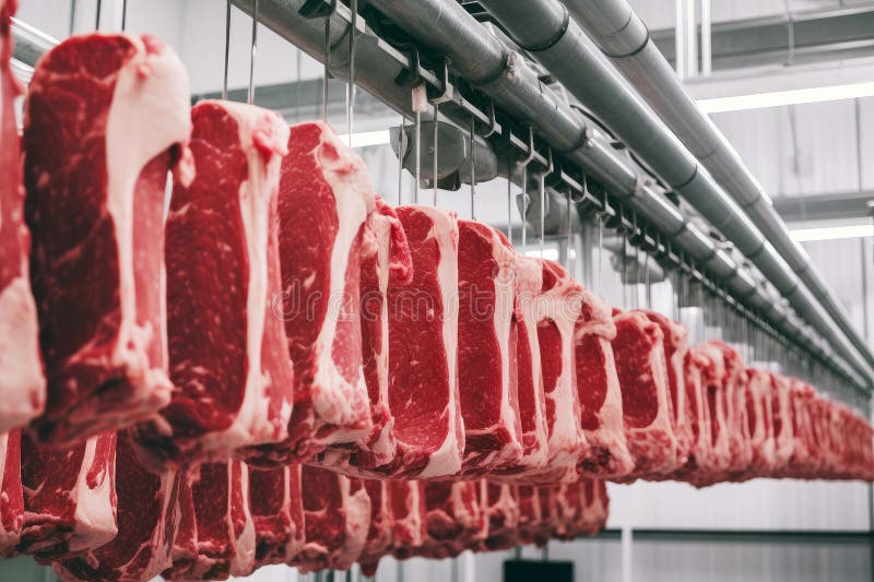 Hanging Meats: the Business of Food Processing Stock Illustration ...