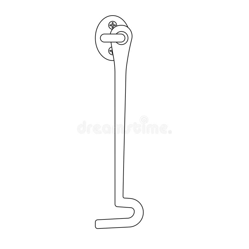 Hanging Metal Hook Outline Icon Illustration on Isolated White ...