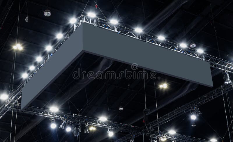 Hanging Mock Up Black Banner Corner Billboard. Clipping Path for Mock ...