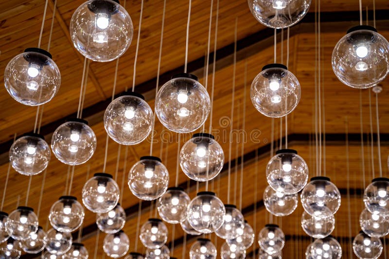 Hanging Modern Lamps. Decorate in Modern Design. Outdate Interior Stock ...