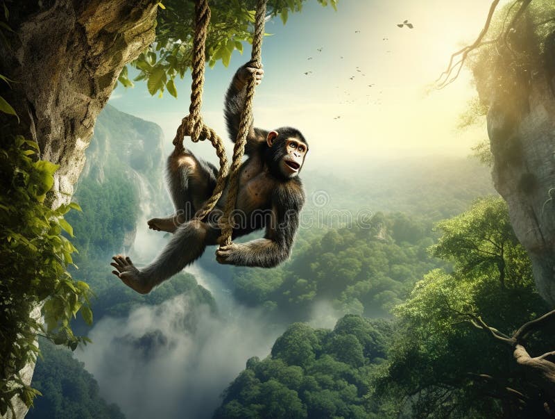 Hanging monkey stock illustration. Illustration of majestic - 293705105
