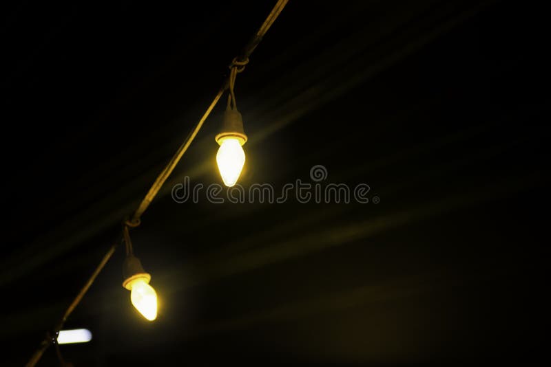 Hanging Neon Lamp Light in the Dark Night Stock Photo - Image of light ...