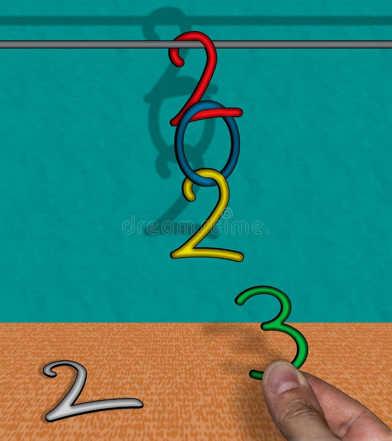 2023 with Hanging Numbers with Hand Changing Last Digit of the Year ...