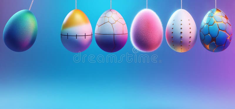 Hanging Objects Shaped Like Eggs, Each with a Unique Design and Texture ...