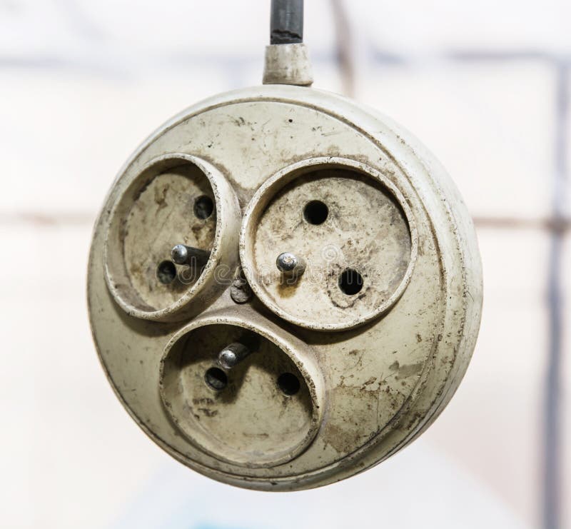 Hanging Old Dirty Multiple Electrical Outlet Stock Image - Image of ...