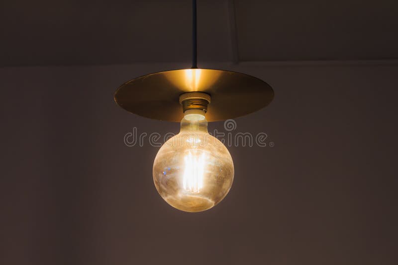 Hanging Old Retro Style Lamp with a Big Light Bulb Stock Photo - Image ...