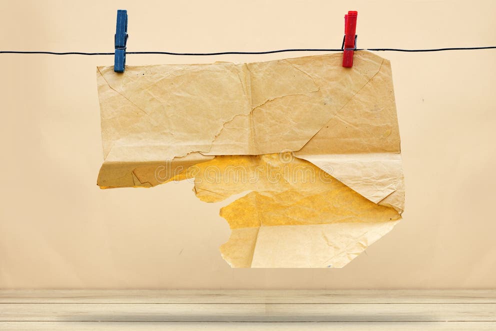 Hanging Old Torn Blank Envelope with Clothesline Stock Photo - Image of ...