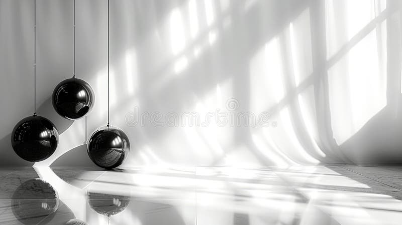 Hanging Orbs Casting Intricate Shadows Across a Minimalist White ...