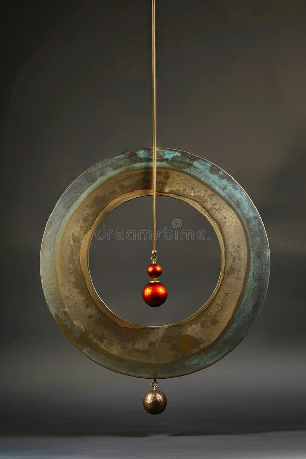 A Hanging Ornament with a Red Ball and a Circle Stock Image - Image of ...