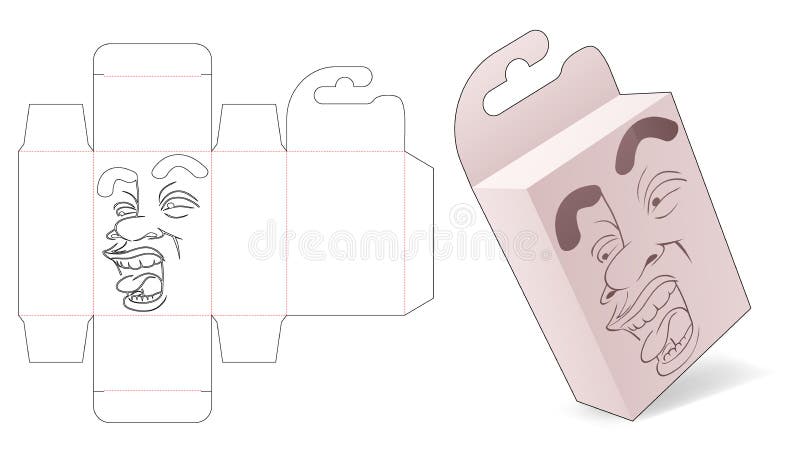 Hanging Packaging Box with Stenciled Funny Face Cartoon Die Cut ...