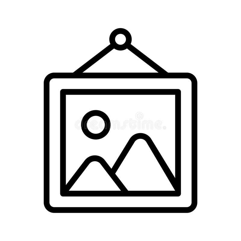 Hanging Painting Icon Designed in Outline Style Stock Illustration ...