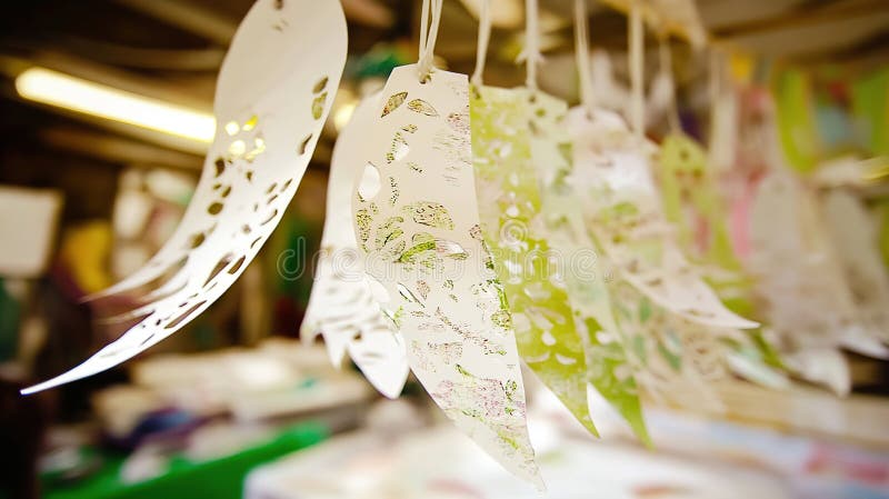 Hanging Paper Crafts Drying, Workshop, Floral Patterns, Market Stall ...