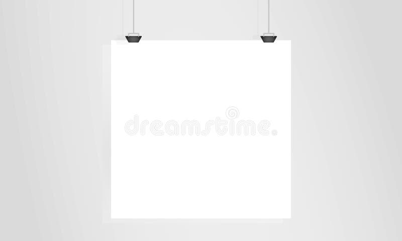 Hanging Paper Poster on Wall Poster. Vector Illustration Stock ...