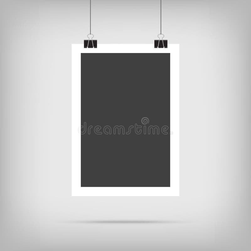 Hanging Paper Sign with Paperclips and Shadow Stock Vector ...