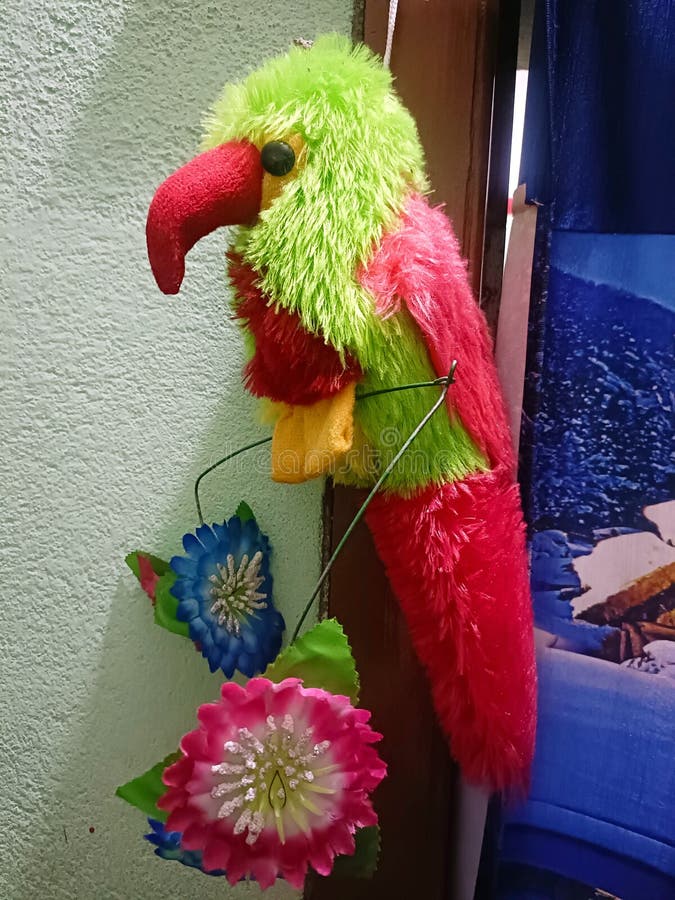 Hanging parrot soft toy stock image. Image of pink, plant - 254786045
