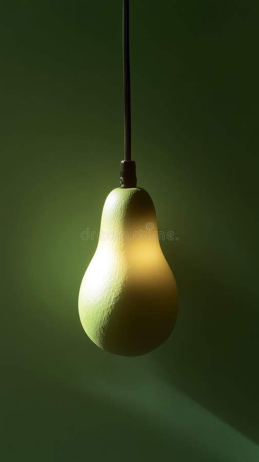 Hanging Pear-shaped Light Bulb on Green Background Stock Photo - Image ...