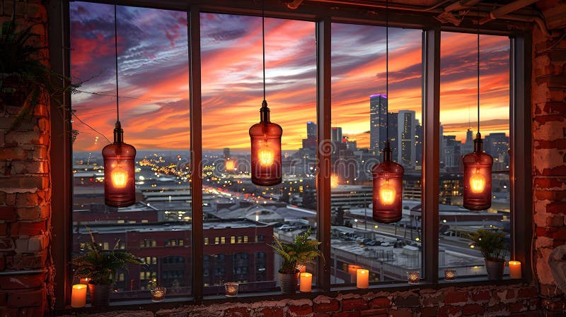 Hanging Pendant Lights Above Stock Image - Image of cord, architecture ...