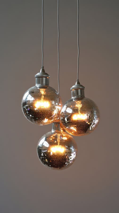 Hanging Pendant Lights with Disco Ball Design Stock Photo - Image of ...