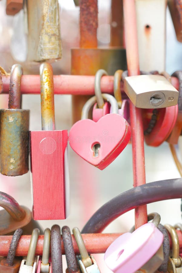 Hanging Pink Heart Shape Padlock Stock Photo - Image of love, hang ...