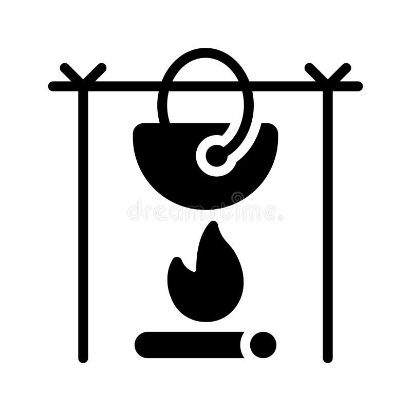 A Hanging Pot Over a Fire, Symbolizing Outdoor Cooking and Camping ...