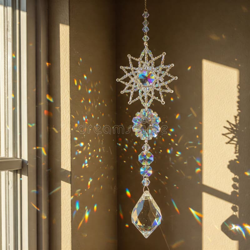 Hanging Prism Sun Catcher with Sparkling Reflections Stock Illustration ...