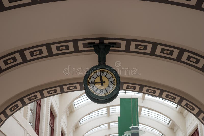 Hanging public clock stock photo. Image of number, inscription - 75280664