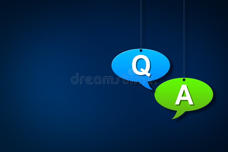 Hanging Question and Answer Speech Bubble Concept on Blue Background ...