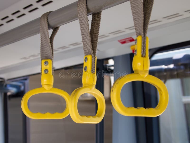 Hanging Rail for Passengers on the Bus Stock Photo - Image of ...