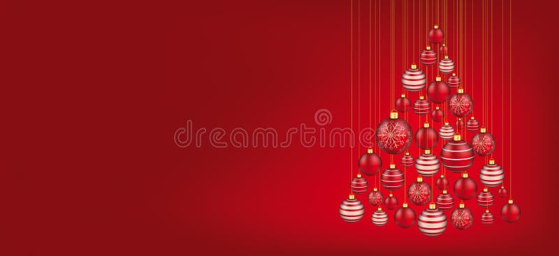 Hanging Red Baubles Christmas Tree Header Stock Vector - Illustration ...