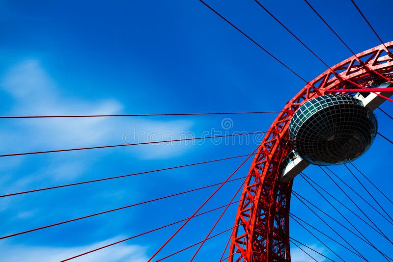 Hanging Red Bridge Construction Above Moscow-river Stock Photo - Image ...