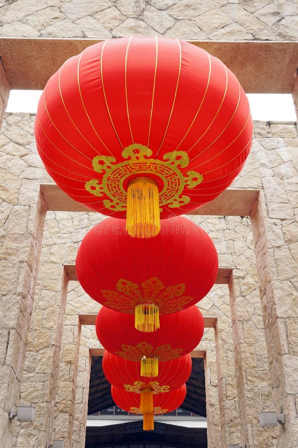 Hanging red lanterns stock image. Image of festival, stone - 29087735