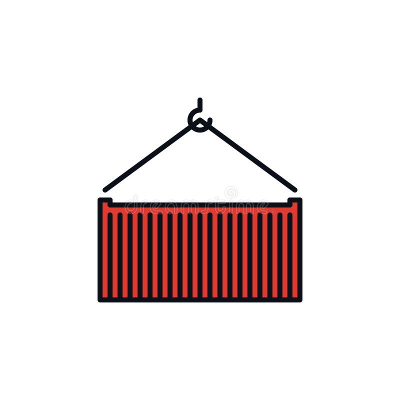 Hanging Red Shipping Container Vector Delivery Concept Colored Icon ...
