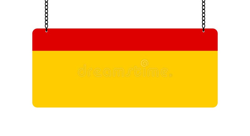 Hanging Red and Yellow Sign. Empty Text Box. Isolated Vector ...