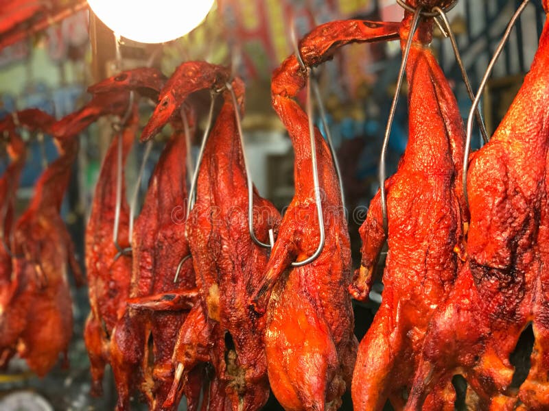 Hanging Roasted Duck, Selective Focus Stock Photo - Image of restaurant ...