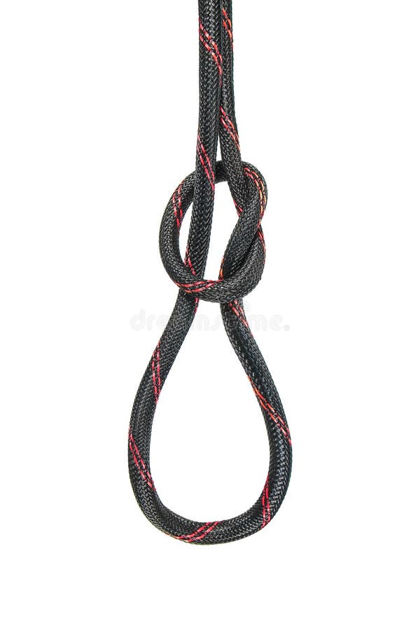 Hanging Rope Knot Tied Isolated on White Stock Photo - Image of ...