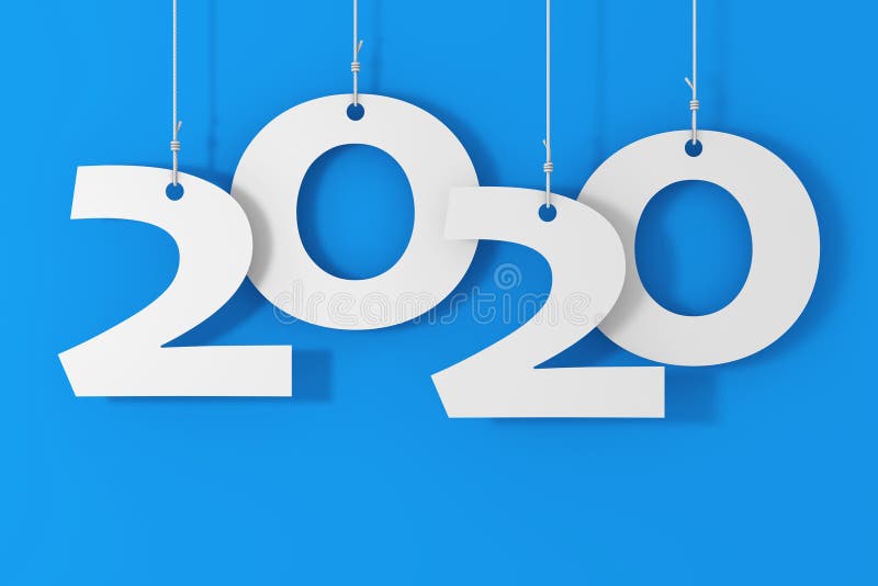 Hanging on Ropes New 2020 Year Sign. 3d Rendering Stock Illustration ...
