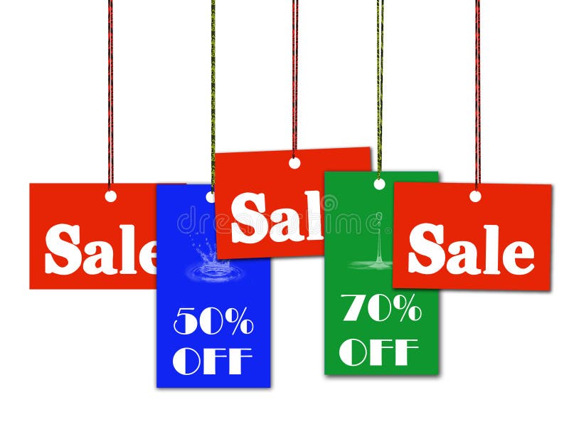 Hanging Sale and Discount Tag with Clipping Path Stock Illustration ...