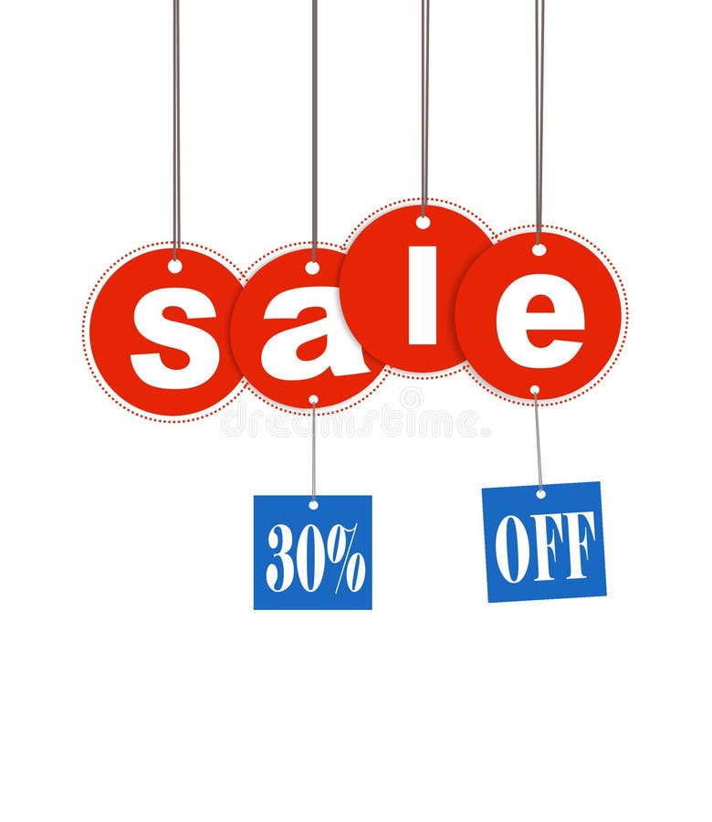 Hanging Sale Letter and Discount Tag with Clipping Stock Illustration ...