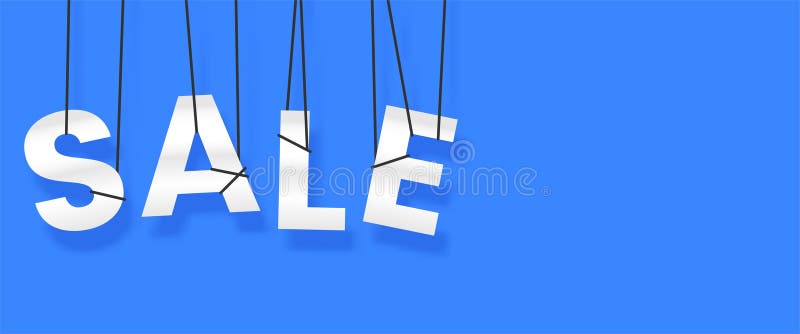 Hanging Sale Letters on Blue Background, Sale Banner Template Stock ...