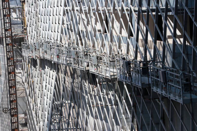 Hanging Scaffold or Construction Platform Outside of a Building, Being ...